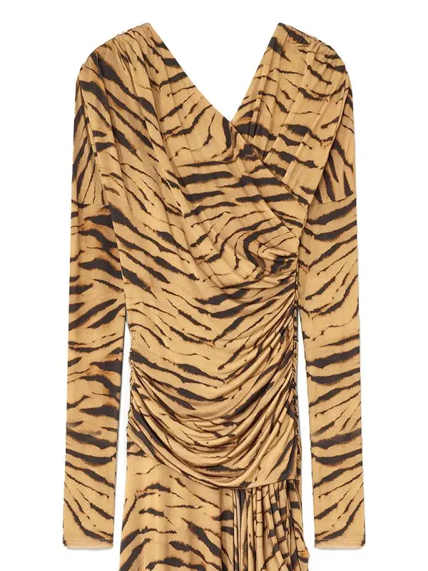 GANNI Long Dress With Zebra Print