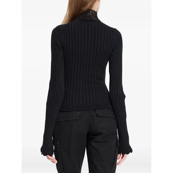 Balenciaga Ribbed Knit High Neck Long Sleeve Top