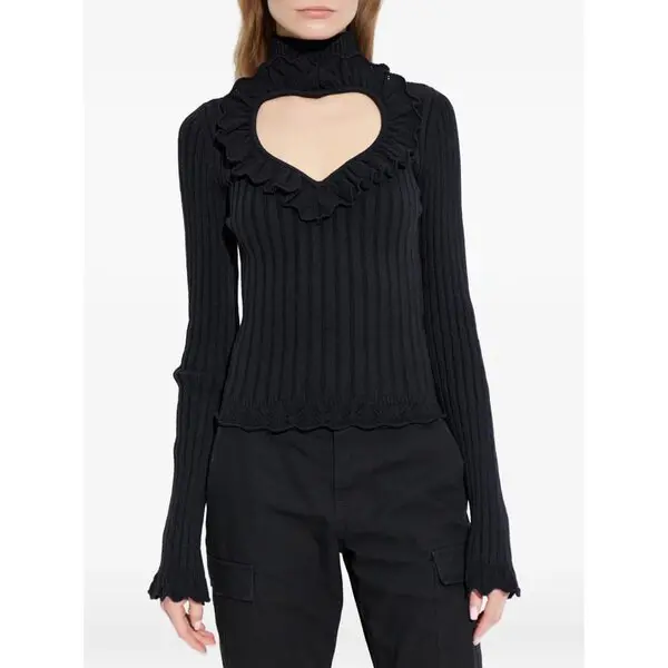 Balenciaga Ribbed Knit High Neck Long Sleeve Top