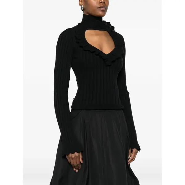 Balenciaga Ribbed Knit High Neck Top