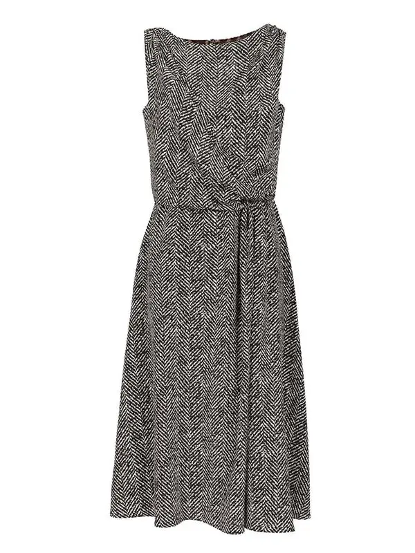 Dolce & Gabbana Heavy Crepe Dress With Chevron Print - Gray