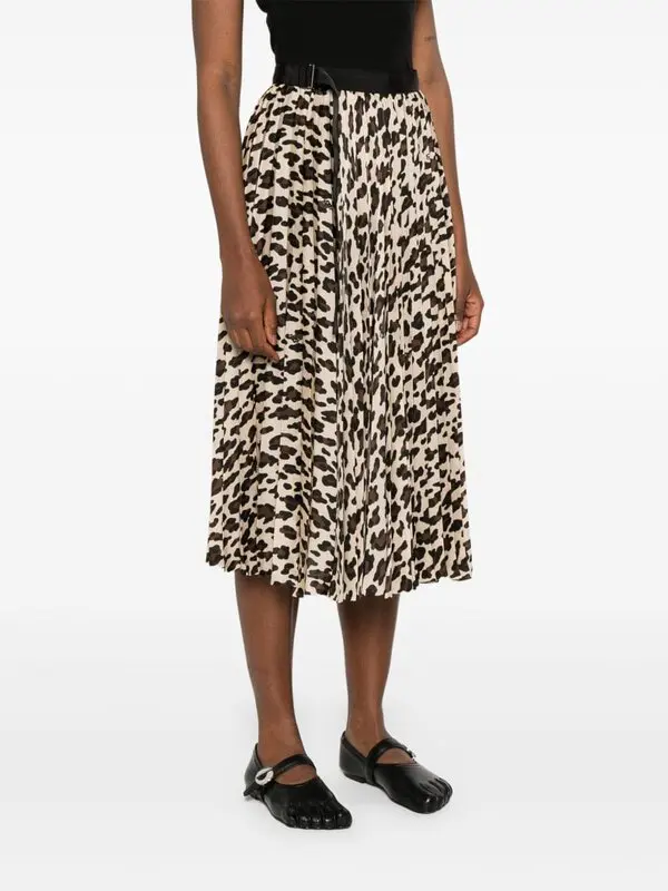 Sacai Leopard Print Midi Skirt