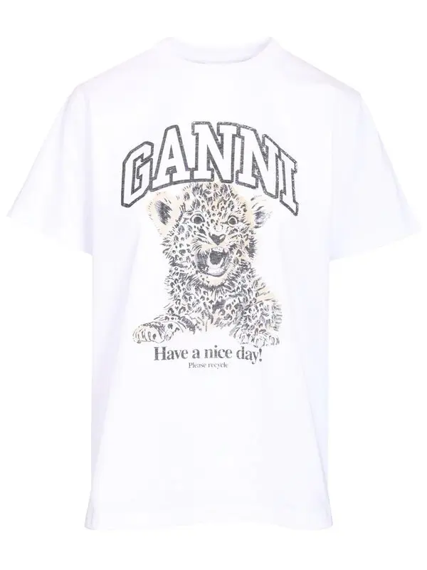 GANNI Cotton T-shirt - White