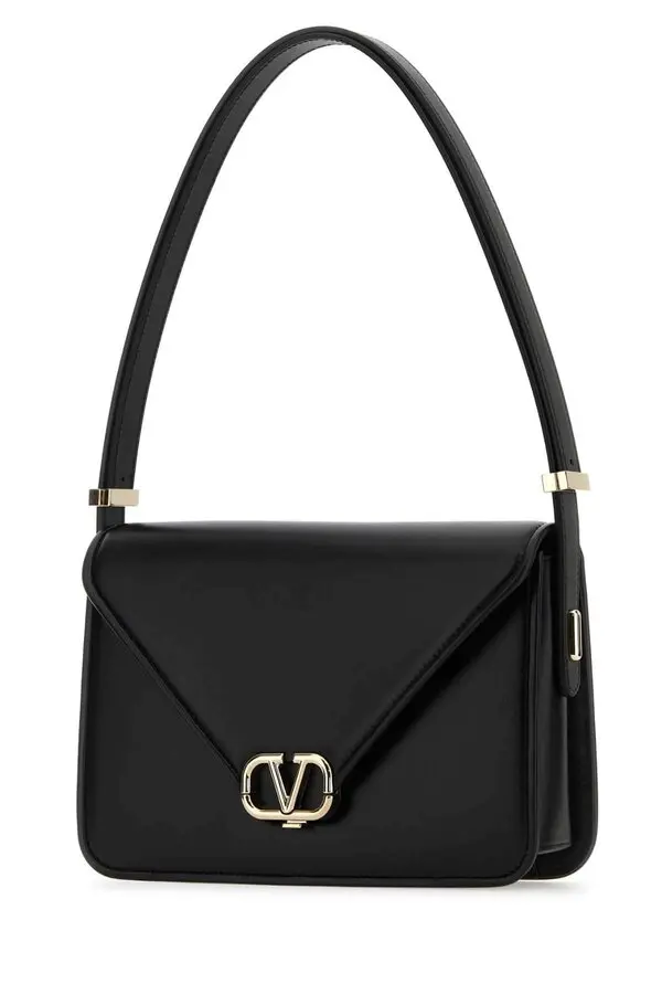 Valentino Garavani Leather Vlogo Shoulder Bag - Black