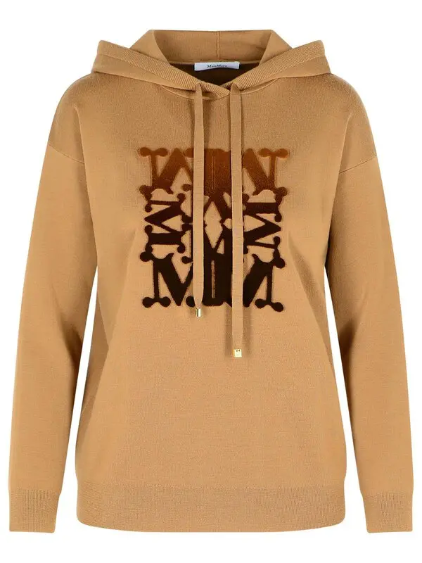 Max Mara Virgin Wool Logo Sweatshirt - Cream