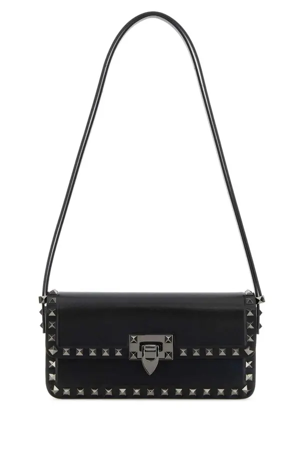 Valentino Garavani Leather Rockstud Shoulder Bag - Black