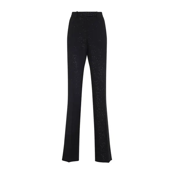 TOM FORD Wool Sequin Straight Leg Trousers - Black