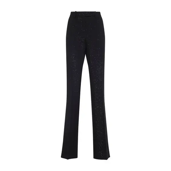 TOM FORD Wool Sequin Straight Leg Trousers - Black