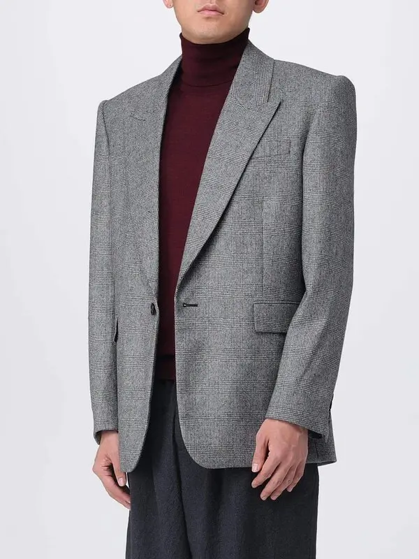 Saint Laurent Wool Single Breasted Jacket - Gray
