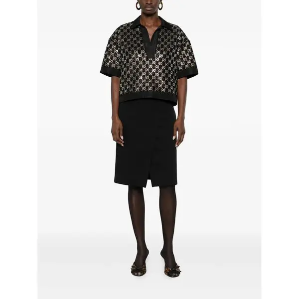 Gucci Sequin Embellished Cropped Top - Black