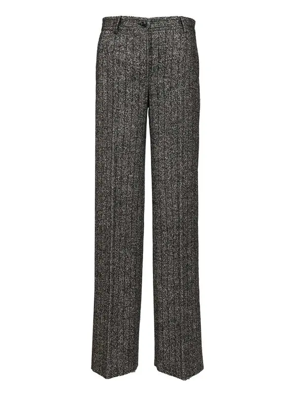 Dolce & Gabbana Striped Wool Blend Trousers - Gray