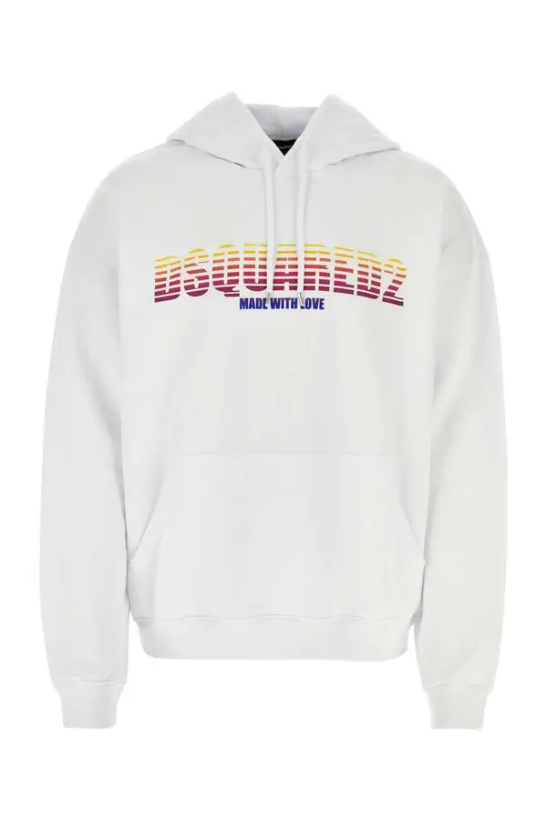 Dsquared2 Cotton Hoodie With Graphic Logo - White