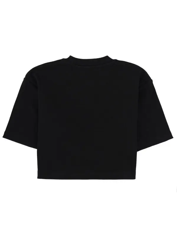 Off-White Cropped T-shirt With Logo - Black