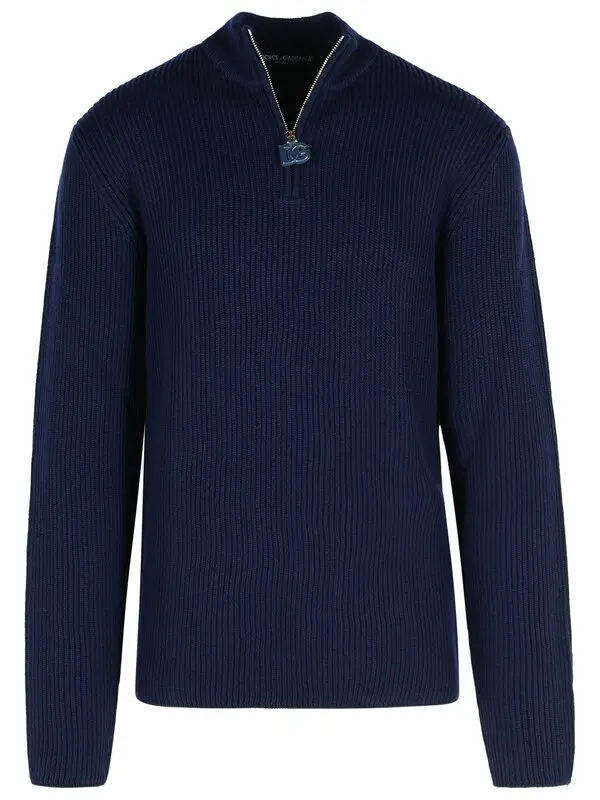 Dolce & Gabbana Navy Virgin Wool Sweater - Blue