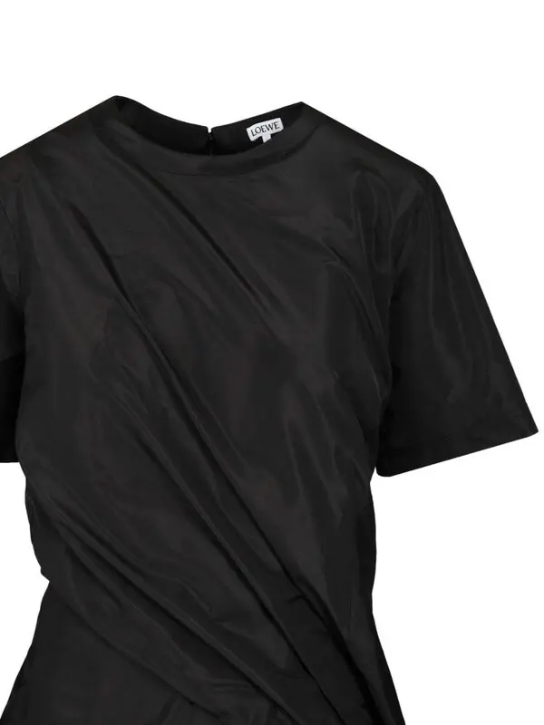 Loewe Twisted Silk Blend Taffeta Dress - Black