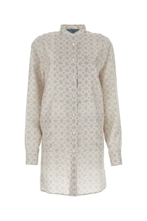 Prada Printed Silk Shirt Dress