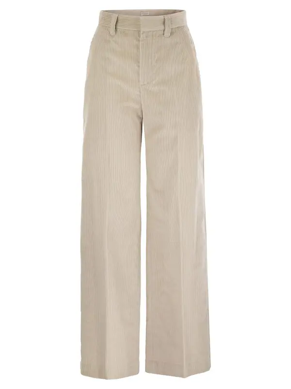 Brunello Cucinelli Fluid Corduroy Sartorial Track Trousers With Jewellery - Multicolor
