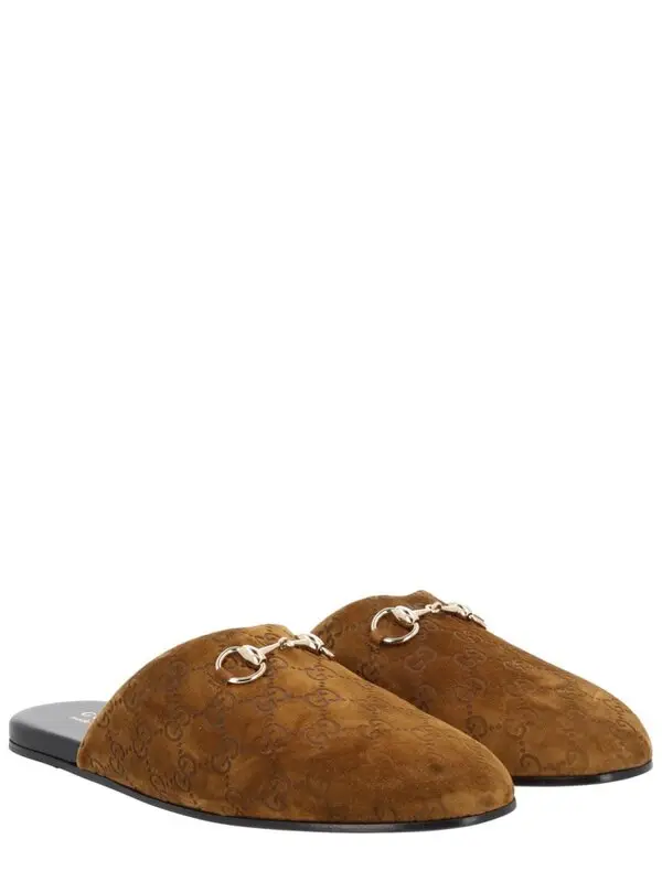 Gucci Suede Horsebit Mules - Brown