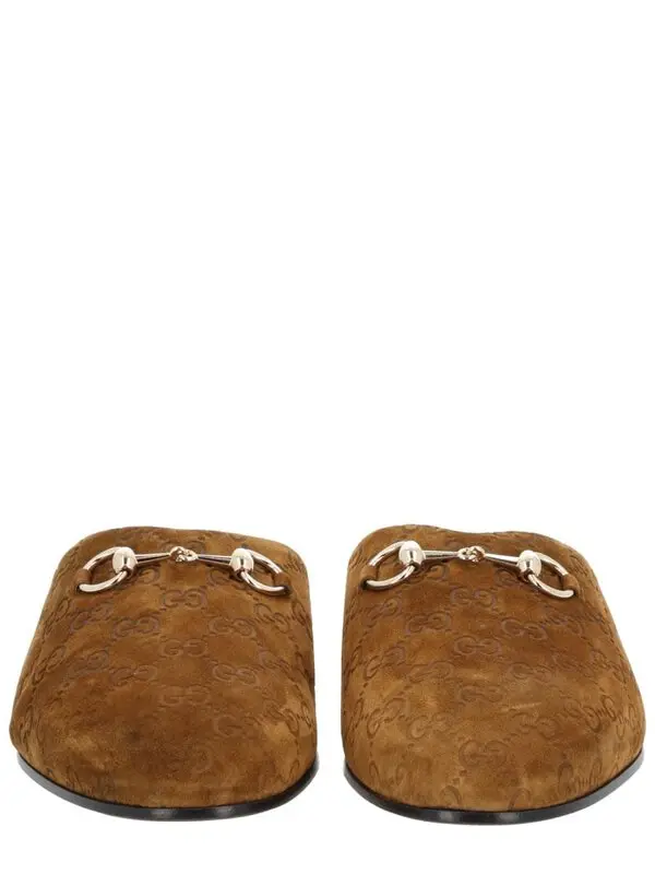 Gucci Suede Horsebit Mules - Brown