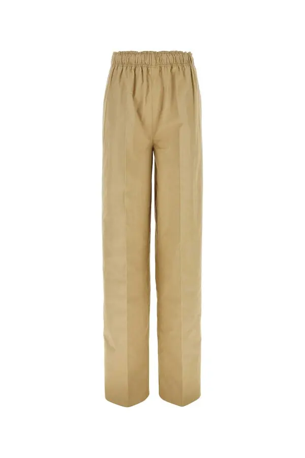 Prada Beige Cotton Wide-leg Pant - Brown