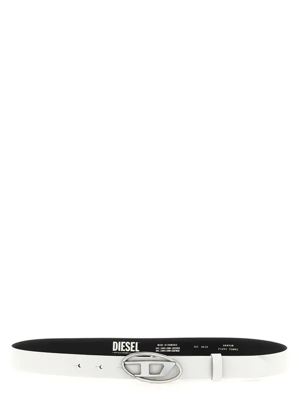 DIESEL® B-1dr Smooth Leather Belt - White