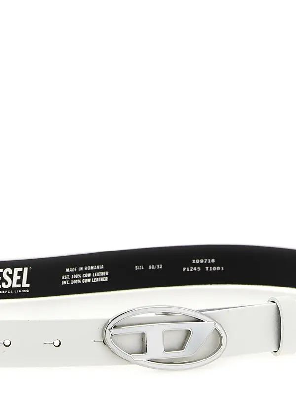 DIESEL® B-1dr Smooth Leather Belt - White