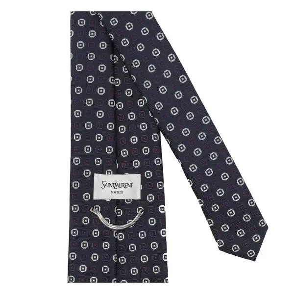 Saint Laurent Jacquard Silk Tie - Blue
