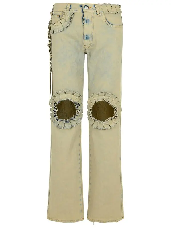 Coperni Ruffled' Grey Cotton Jeans