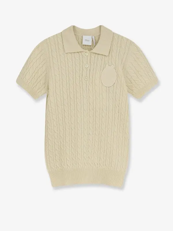 Dior Wool And Cotton Blend Sweater With Embroidered Logo On The Front - Multicolor