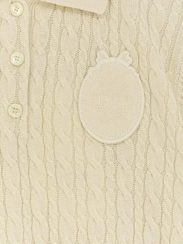 Dior Wool And Cotton Blend Sweater With Embroidered Logo On The Front - Multicolor
