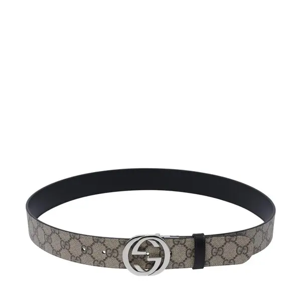 Gucci Reversible Gg Supreme Belt - Cream