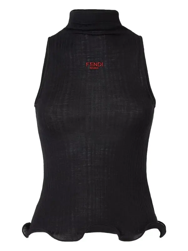 Fendi Logo Virgin Wool Top - Black
