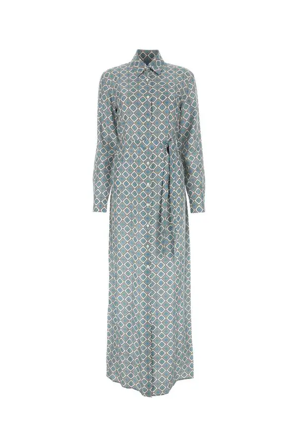 Prada Printed Silk Shirt Dress - Multicolor