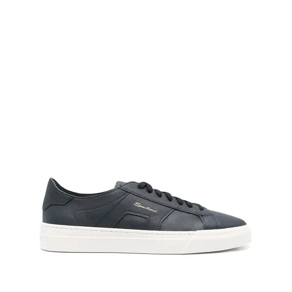 Santoni Grained Leather Low-top Sneakers - Blue