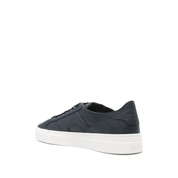 Santoni Grained Leather Low-top Sneakers - Blue