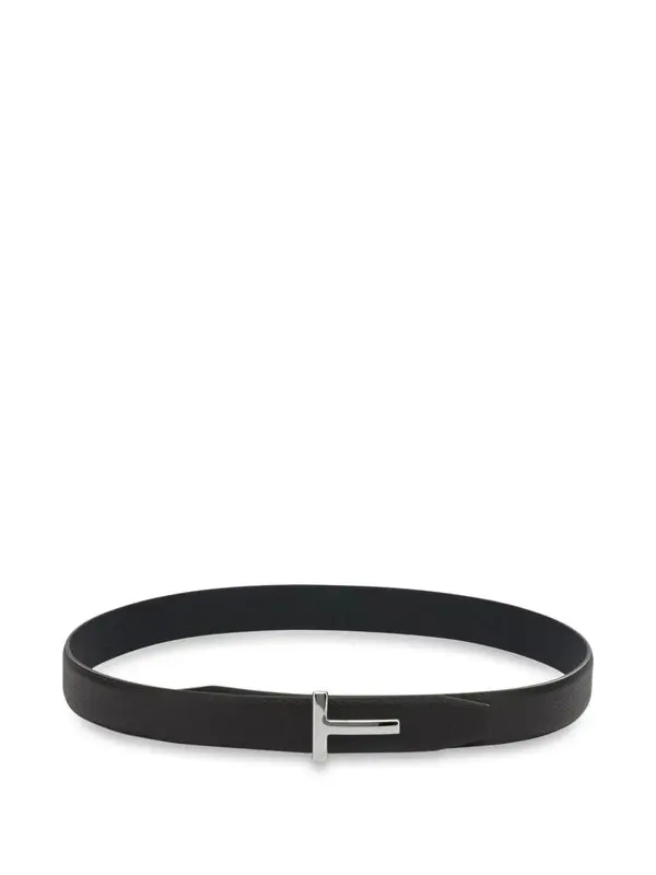 TOM FORD T-buckle Two-tone Grained Leather Belt - Brown