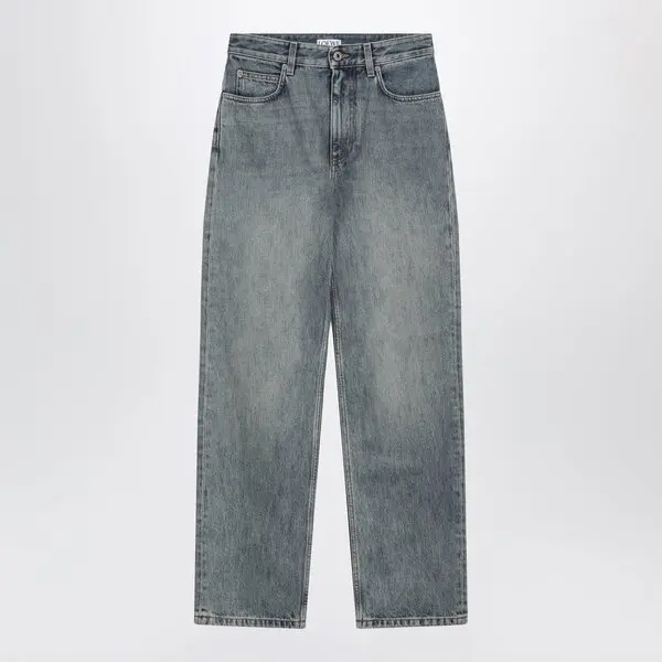 Loewe Anagram-embroidered Jeans In Washed Cotton Denim - Blue