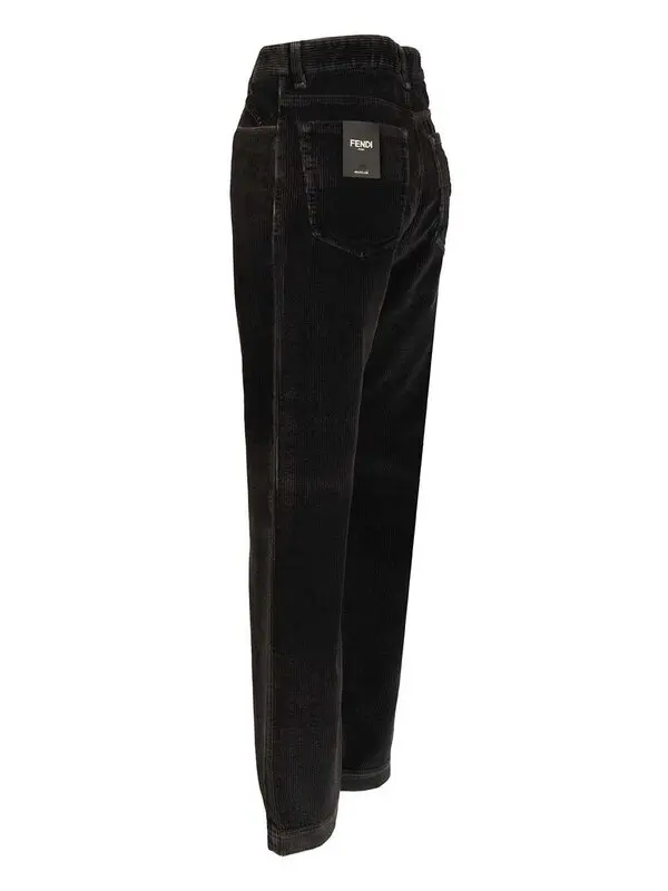 Fendi Striped Velvet Corduroy Trousers - Black