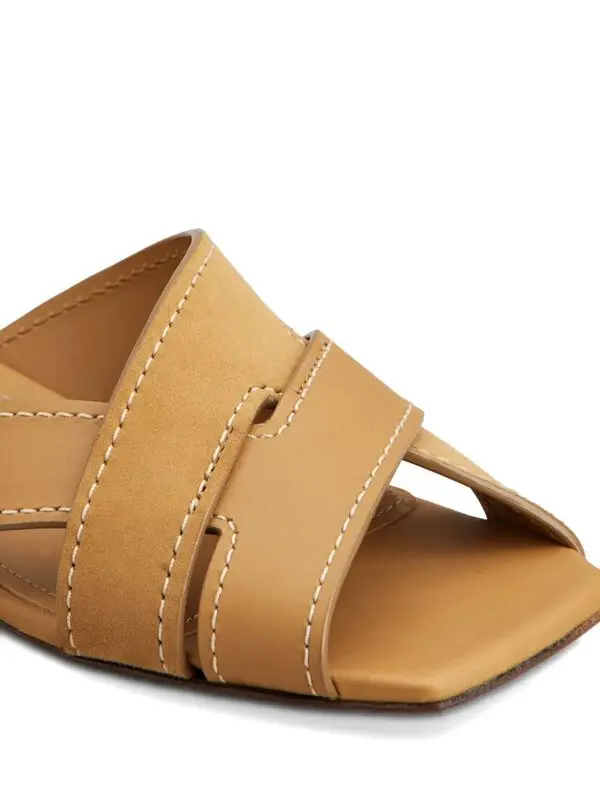 TOD'S Flat Leather Sandals With Crossed Straps - Multicolor