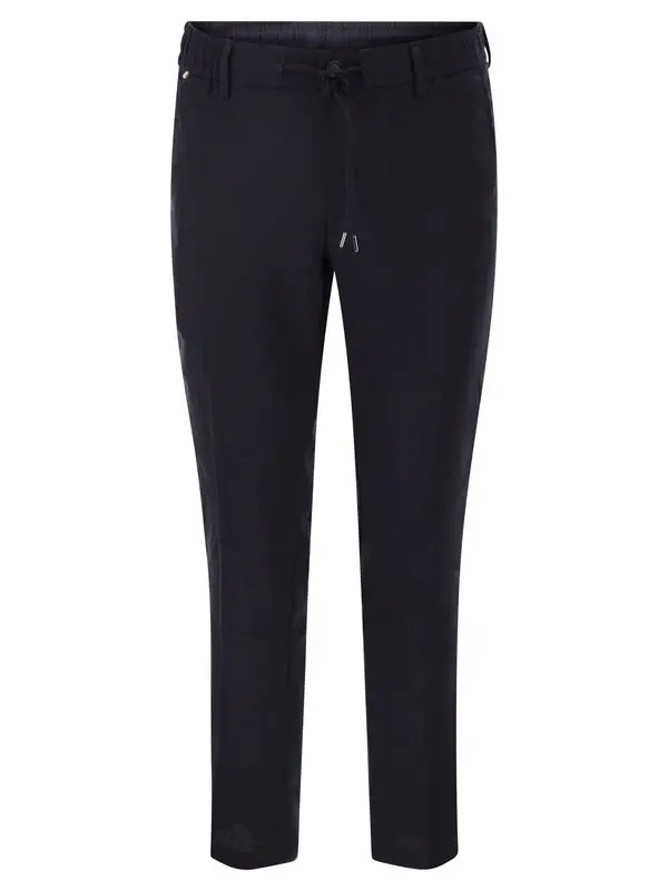 BOSS Linen Blend Chino Trousers With Drawstring In Modern Regular Fit