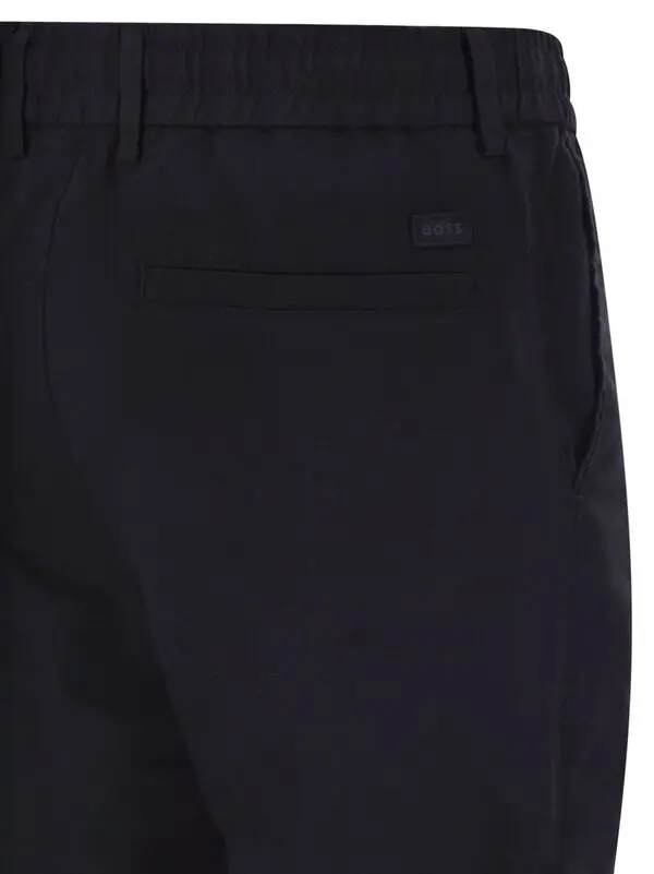 BOSS Linen Blend Chino Trousers With Drawstring In Modern Regular Fit