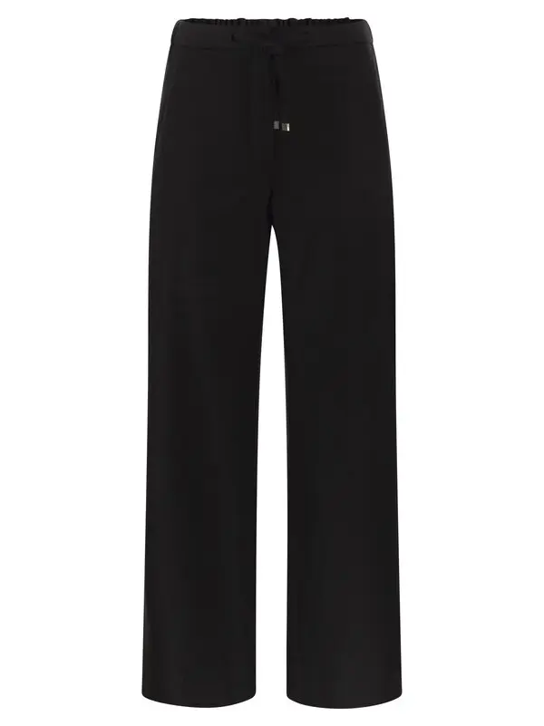 Max Mara Smmfloria Virgin Wool Stretch Trousers With Drawstring Waist - Black
