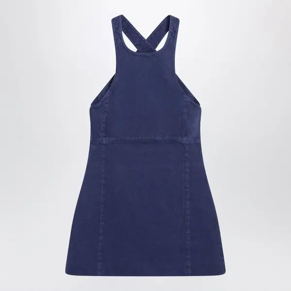 Miu Miu Short Ink-colored Gabardine Dress - Blue