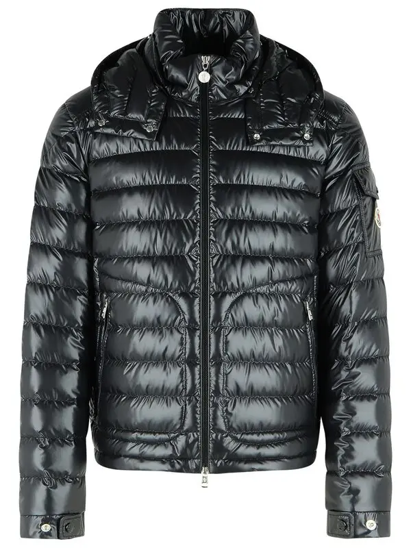 Moncler Lauros' Short Hooded Down Jacket In Polyester - Black