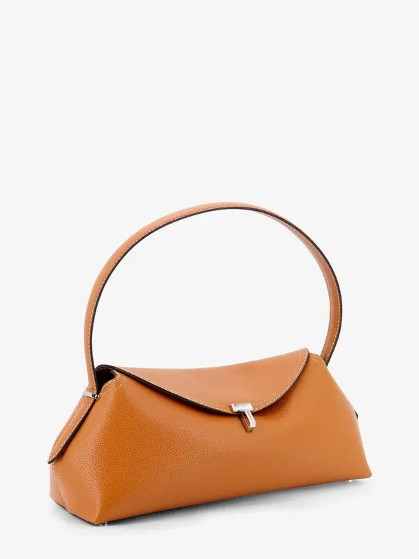 TOTEME T-lock Hammered Leather Shoulder Bag - Tan