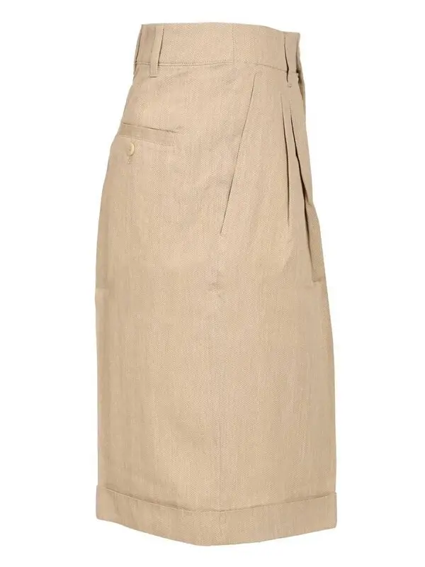 Jacquemus Textured Linen Pleated Bermuda Shorts