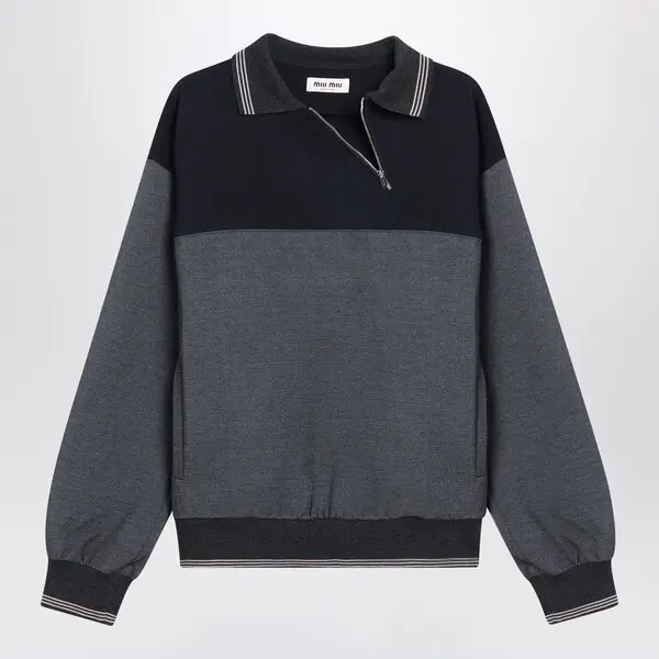 Miu Miu Sweatshirt With Zip Anthracite/blue