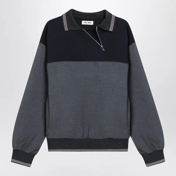 Miu Miu Cotton Sweatshirt With Zip - Gray