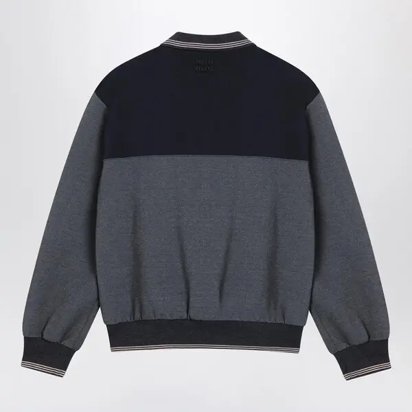 Miu Miu Cotton Sweatshirt With Zip - Gray