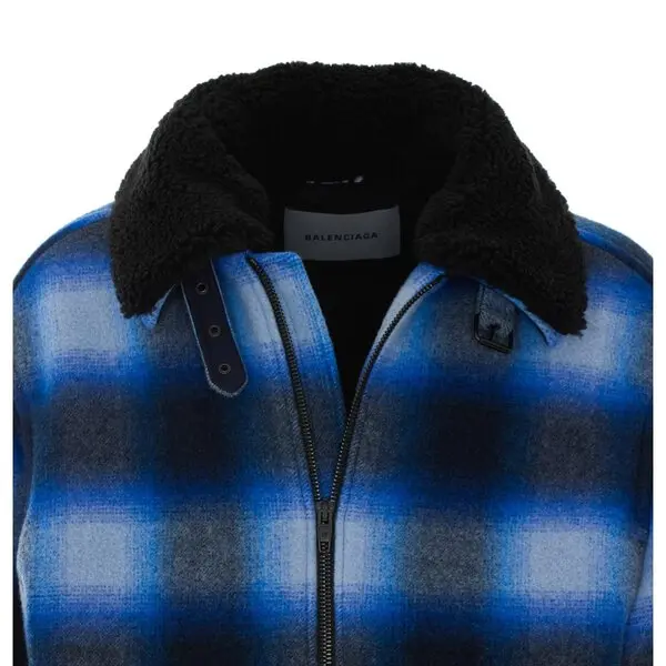 Balenciaga Flanel Bomber Jacket - Blue